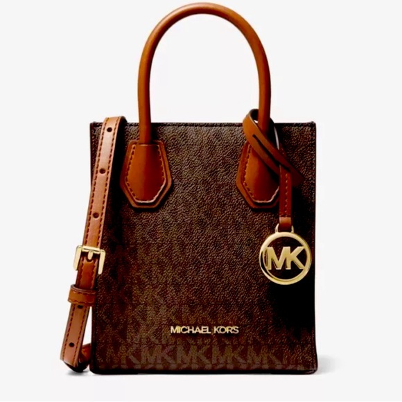 Michael Kors | Bags | Michael Kors Mercer Xs Ns Shopper Crossbody Brown ...